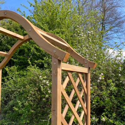 Wooden Garden Arch (Tan) with Ground Spikes | DIY at B&Q