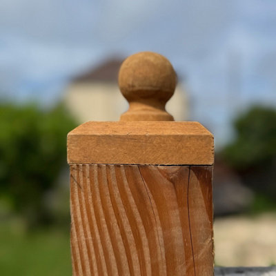Wooden Garden Fence Post Finial Ball Cap (Pack of 4)