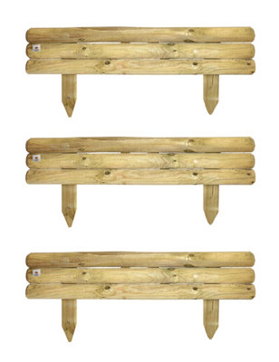 Wooden Garden Fixed Border Lawn Edging Horizontal Panels Log Roll 210mm ...