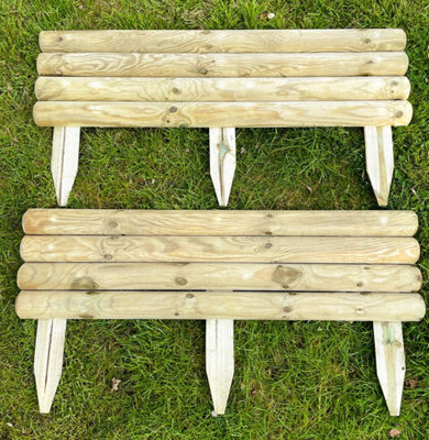 Wooden Garden Fixed Border Lawn Edging Horizontal Panels Log Roll 280mm ...