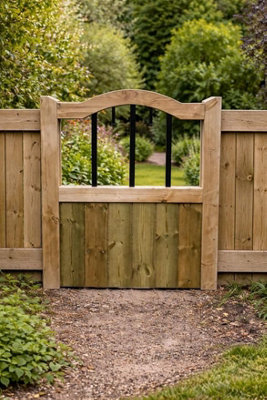 Wooden Garden Gate with Curved Top Pressure Treated Outdoor Fence Gate ...