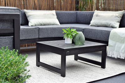 Wooden Garden Table Small Square Outdoor Black Table Balcony Terrace ...