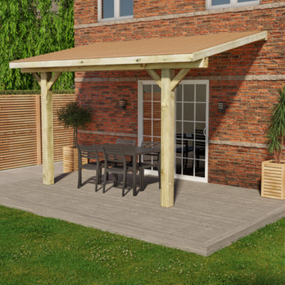 Wooden Gazebo - Cedar Featheredge Roof - Lean-To Design 2.4m L X 3.3m W