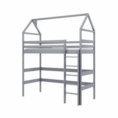 Wooden Gloria Loft Bed with Bonnell Mattress in Grey W1980mm x H2270mm x D980mm | DIY at B&Q