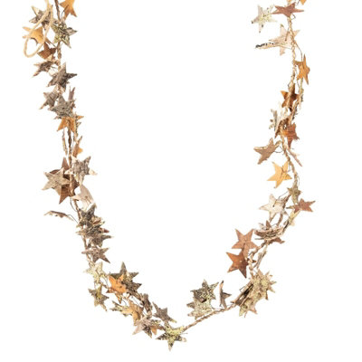 Wooden Gold Star Garland - Indoor Home Mantelpiece, Door Frame ...