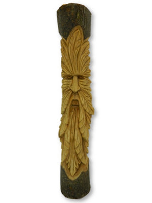 WOODEN GREEN MAN CARVING - HAND CARVED HALF TREE LOG - MAN OF THE WOODS ...