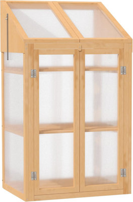 Wooden Growhouse Greenhouse with Polycarbonate Panels & Double Doors