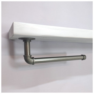 Wooden Handmade Rustic Kitchen Roll Silver Holder with Antique Grey ...