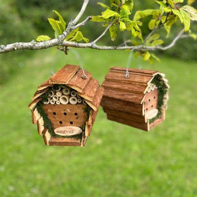 Wooden Hanging Insect, Bug and Bee Hotel Nest Boxes (Set of 2)