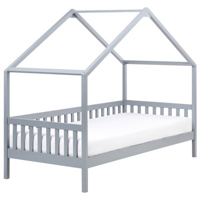 Buy Wooden Kids House Bed EU Single Size Grey CHARRIN at B&Q