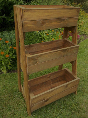 Wooden Ladder Planter Plant Garden Herb Strawberry Raised Vertical ...