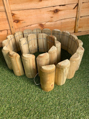 Wooden Lawn Log Roll Edging (H)15cm x (L)180cm x (D)5cm