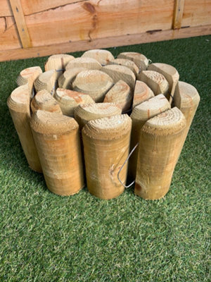 Wooden Lawn Log Roll Edging (H)15cm x (L)180cm x (D)5cm