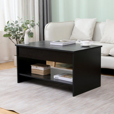 Wooden Lift Up Coffee Table with Storage Compartment and Shelf Tea ...