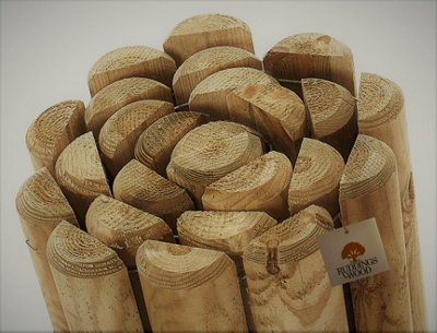 Wooden Log Edging Border Lawn Border Edge (H)200mm (L)1.8m Set of 4