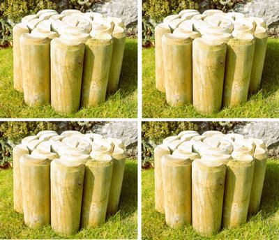 Wooden Log Edging rolls Border Lawn Border Edge (H)180mm (L)1.8m Set of 4