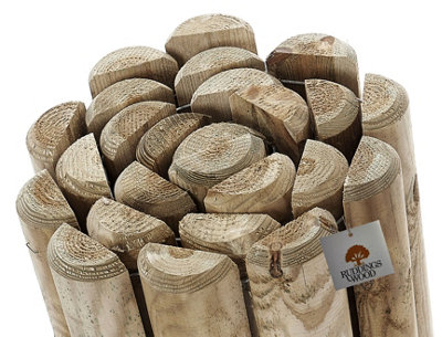 Wooden Log Edging rolls Border Lawn Border Edge (H)180mm (L)1.8m Set of 4