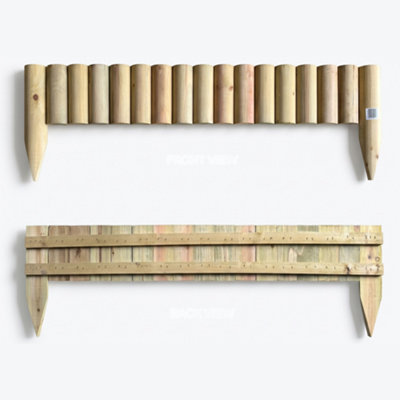 Wooden Log Picket Border Fence Panel Pressure Treated Garden Edging ...