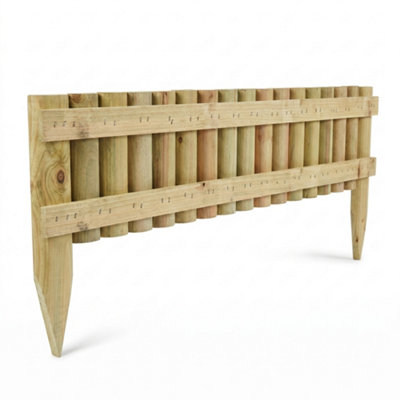 Wooden Log Picket Border Fence Panel Pressure Treated Garden Edging ...