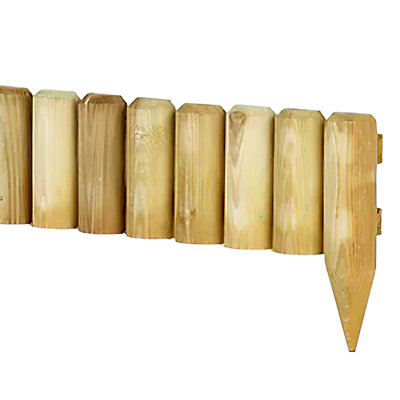 Wooden Log Picket Fence Panels Garden Wood Lawn Border Flower Edging ...