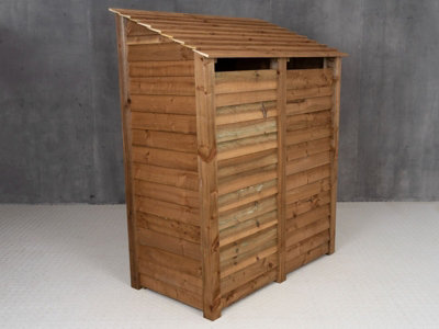 Wooden log store (roof sloping back) with door W-146cm, H-180cm, D-88cm ...