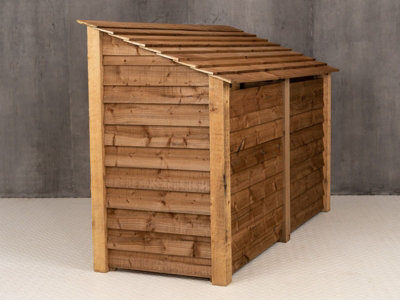 Wooden log store (roof sloping back) with door W-187cm, H-126cm, D-88cm ...