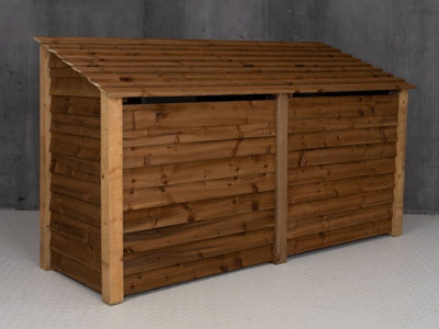 Wooden log store (roof sloping back) with door W-227cm, H-126cm, D-88cm ...