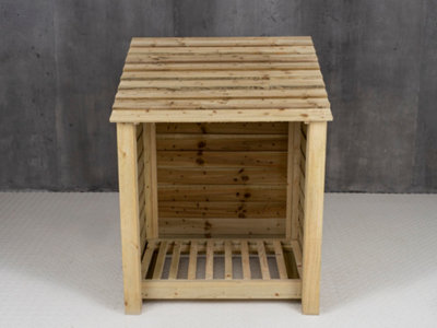 Wooden log store W-99cm, H-126cm, D-88cm - natural (light green) finish