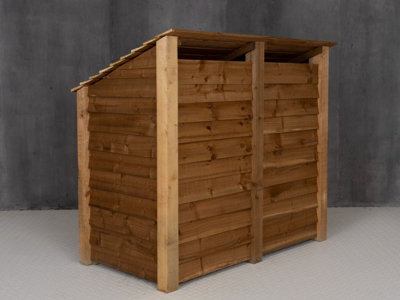 Wooden log store with door W-146cm, H-126cm, D-88cm - brown finish