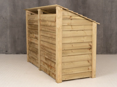 Wooden log store with door W-187cm, H-126cm, D-88cm - natural (light ...