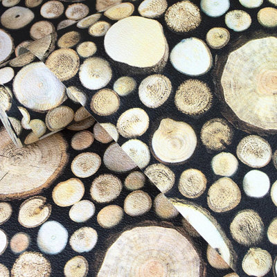 Wooden Log Themed Wallpaper Textured Paste The Paper High Quality ...