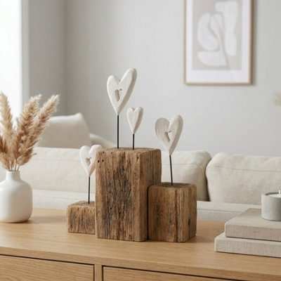 Wooden Love Hearts On Blocks Chic