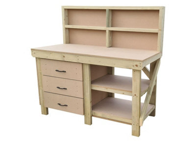 Wooden MDF top tool cabinet workbench with storage shelf (V.7) (H-90cm ...