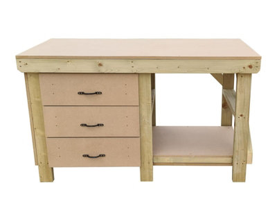 Wooden MDF top tool cabinet workbench with storage shelf (V.7) (H-90cm ...