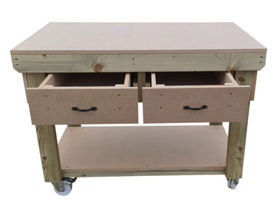 Wooden MDF top workbench, tool cabinet with drawers (V.1) (H-90cm, D ...
