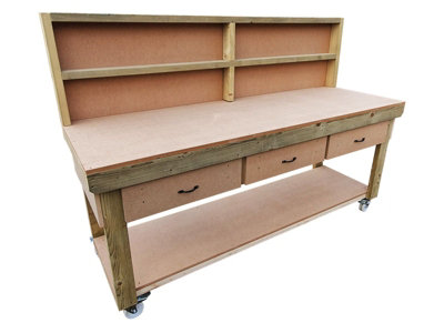 Wooden MDF top workbench, tool cabinet with drawers (V.1) (H-90cm, D ...