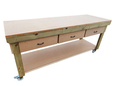 Wooden MDF top workbench, tool cabinet with drawers (V.1) (H-90cm, D ...