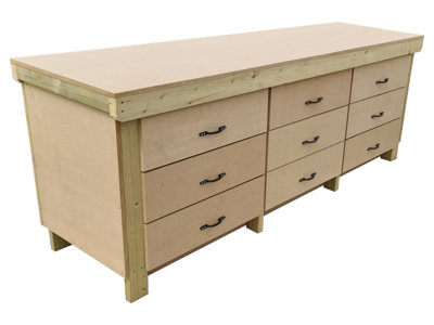 Wooden MDF top workbench, tool cabinet with drawers (V.2) (H-90cm, D ...