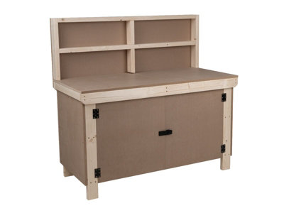 Wooden MDF Top Workbench With Lockable Cupboard (V.9) (H-90cm, D-70cm ...