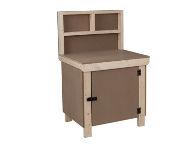 Wooden MDF Top Workbench With Lockable Cupboard (V.9) (H-90cm, D-70cm ...