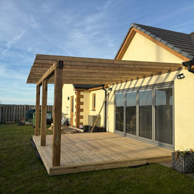 Wooden Pergola - Open Roof - Lean-To Structure 3.0m L X 2.4m W