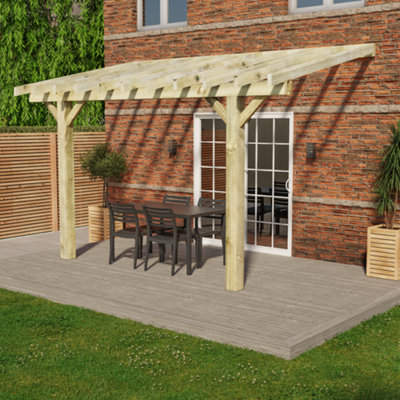 Wooden Pergola - Open Roof - Lean-To Structure 6.0m L X 2.4m W