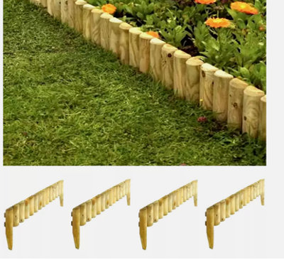 Wooden Picket Border Fence - 4 Pieces