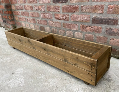 Wooden Planter Garden Rectangular Trough Flower Plant Container Box 110cm