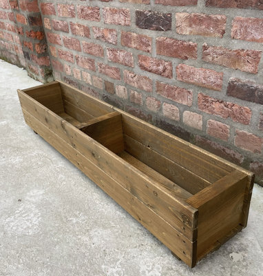 Wooden Planter Garden Rectangular Trough Flower Plant Container Box 110cm