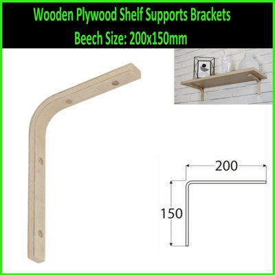 Wooden Plywood Shelf Supports Brackets Beech Size: 200 x 150mm ( Pack ...