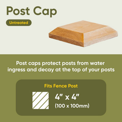 Wooden Post Cap 120 x 120mm (Pack of 5) Natural Colour - Fits 4 x 4 ...