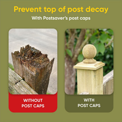 Wooden Post Cap & Ball Finial Green 100 x 100mm - Fits 3 x 3" Square ...