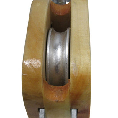 Wooden Pulley Block 8" Single Sheave Swivel Hook