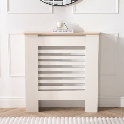 Wooden Radiator Cover Shelf Modern Furniture, Cream - Small